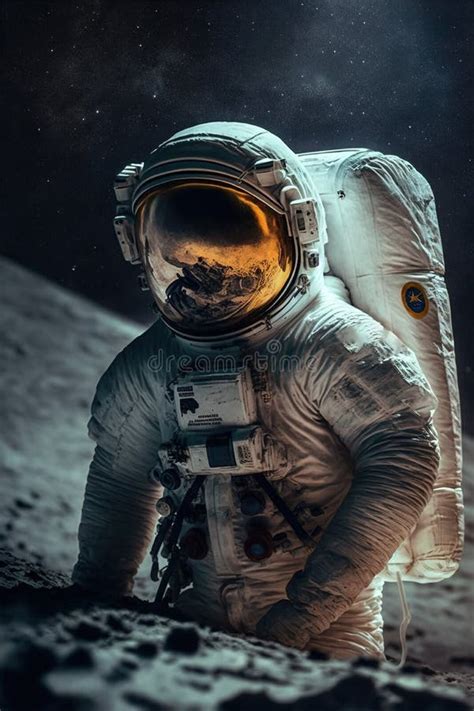 Astronaut Exploring On Moon Created Using Generative Ai Technology
