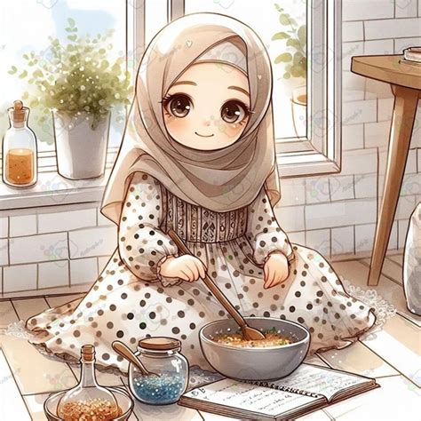 خرید و قیمت بک گراند کودکانه دختر ناز با حجاب پیراهن خال خالی در حال