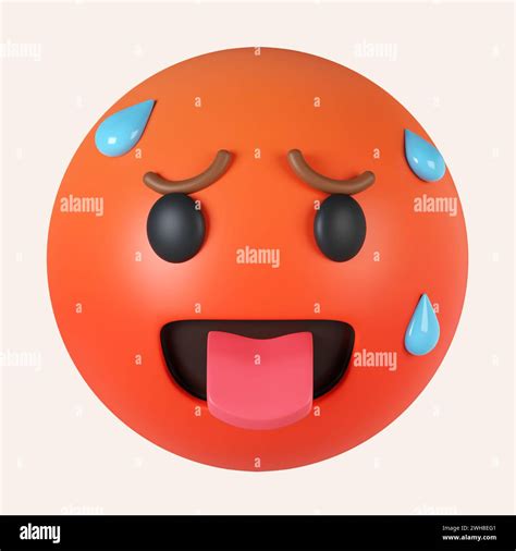 3d Hot Emoji Overheated Emoticon Red Face With Tongue Stuck Out Icon