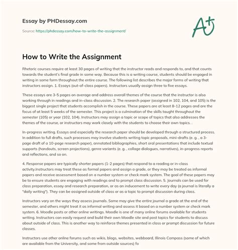 How To Write The Assignment PHDessay Com