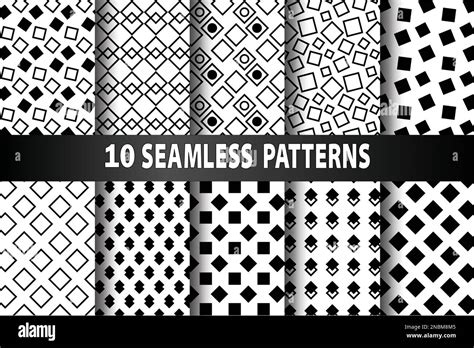 Collection Of Seamless Geometric Minimalistic Patterns Stock Vector