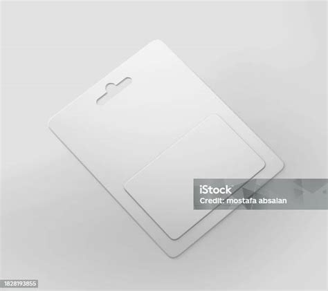 물집 포장 Id 카드 호텔 및 아파트 키 카드 모형 템플릿 밝은 배경에 고립된 3d 렌더링의 흰색 기프트 카드 0명에 대한 스톡