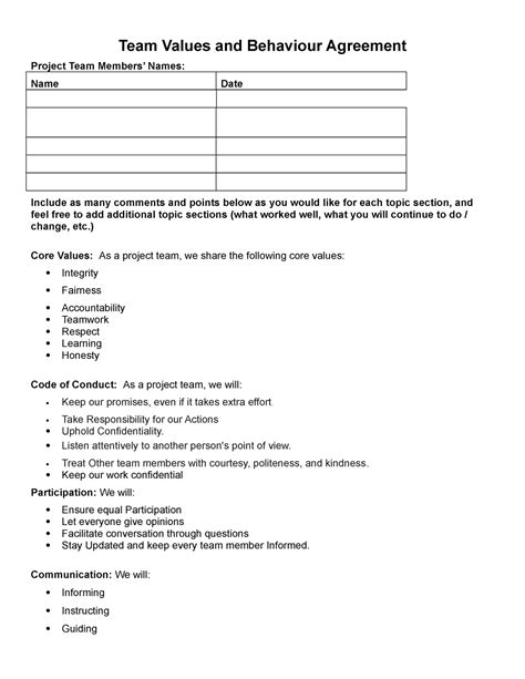 Hrm8370 Capstone 1 And 11 Team Values And Behaviour Agreement Team Values And Behaviour
