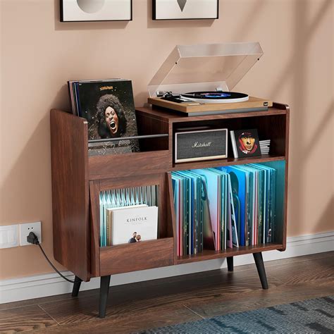 Big Record Player Stand Record Player Table With Power Outlet And Led Light 350