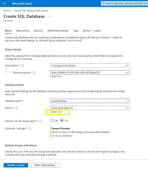 Azure Sql Database Create Single Serverless Database