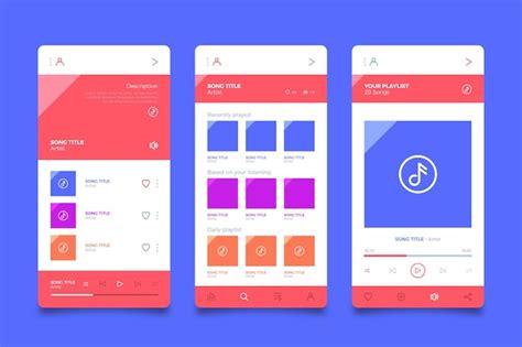 음악 플레이어 앱 인터페이스 무료 벡터