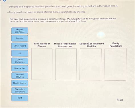 Solved Dangling And Misplaced Modifiers Modifiers That Chegg Com