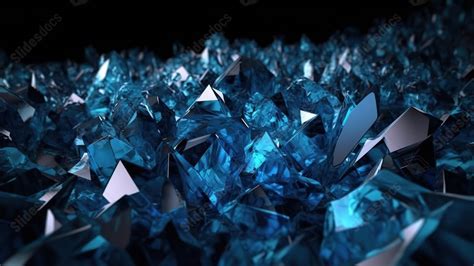 Blue Crystal Rock Particles Near The Black Powerpoint Background For