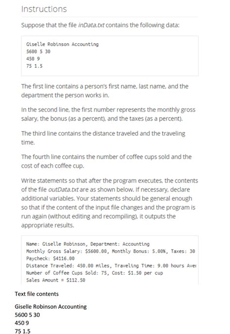 Solved Instructions Suppose That The File Indatatxt