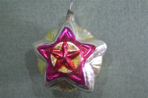 Купить Елочная игрушка стеклянная Звезда агитация Стекло подвес 2 СССР цены фото описание