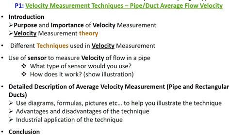 P1 Velocity Measurement Techniques Pipe Duct Average Flow Velocity Introduction Purpose And