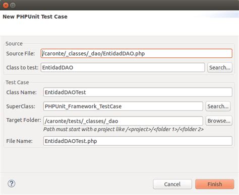 Php Phpunit In Eclipse Cannot Create Test Case From Existing Class