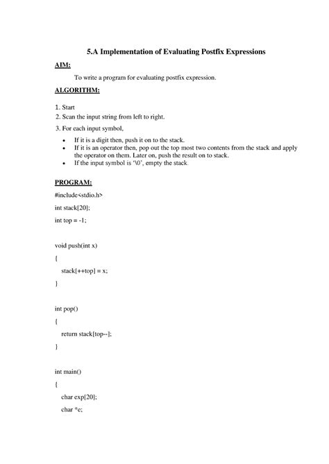 Implementation Of Evaluating Postfix Expression Algorithm Start 2