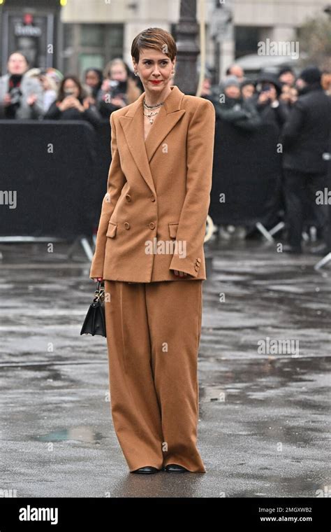 Sarah Paulson Arriving At Fendi Show During Haute Couture Fashion Week