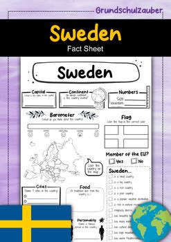 Sweden Fact Sheet Countries English By Grundschulzauber Tpt