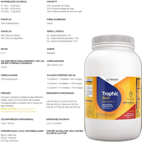 Trophic Basic Suplemento Alimentar Dieta Enteral E Oral 207kg