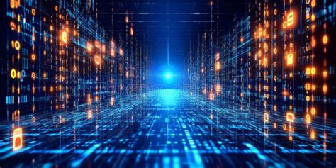 Digital Corridor A Futuristic Perspective On Data Flow And Binary Code In Cyberspace Stock
