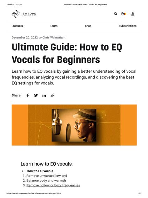 Ultimate Guide How To Eq Vocals For Beginners Pdf Equalization