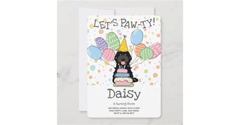 Black Cockapoo Cavapoo Dog Birthday Party Invitation Zazzle