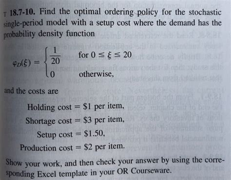 Solved T 187 10 Find The Optimal Ordering Policy For The