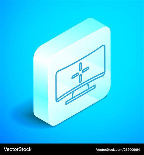 Isometric Line Computer Monitor Icon Isolated Vector Image