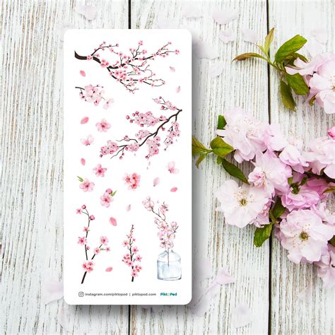 Cherry Blossom Glossy Clear Stickers Etsy