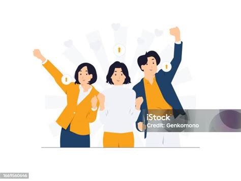 성공 우정 팀워크 몸짓 팔 들기 긍정 표현 협력 승자 축하 행복한 사업가들은 성공적인 프로젝트 컨셉 일러스트레이션을 축하합니다 1위에 대한 스톡 벡터 아트 및 기타 이미지