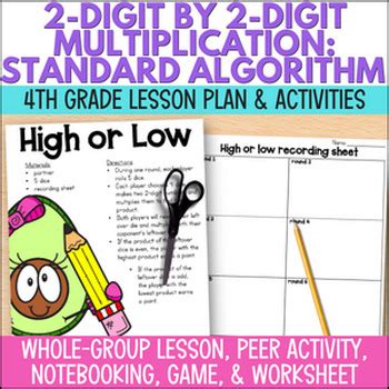 Standard Algorithm Multiplication Digit Game Anchor Chart Practice Review