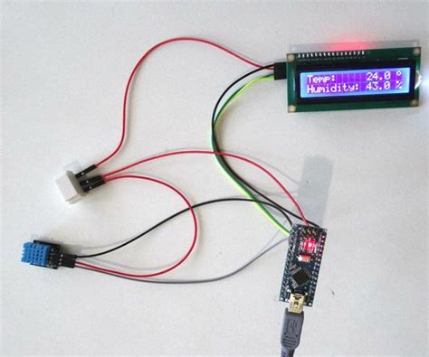 Arduino Nano Dht11 Temperature And Humidity I2c 2 X 16 Lcd Display With Visuino Temperature