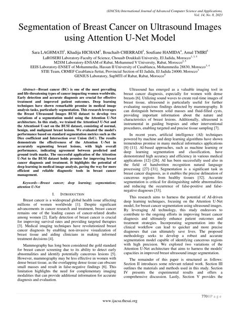Pdf Segmentation Of Breast Cancer On Ultrasound Images Using Attention U Net Model