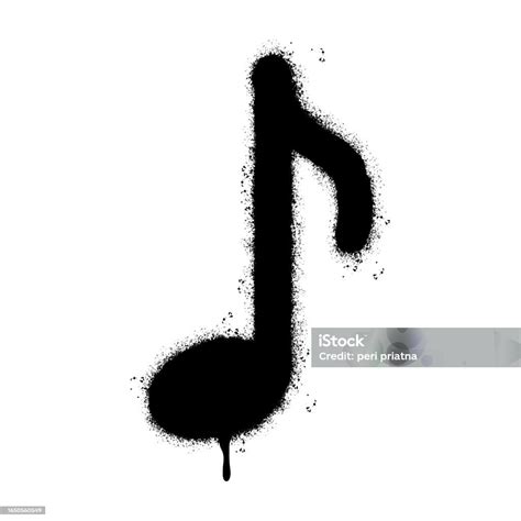 스프레이 페인티드 그래피티 여덟 번째 음표 흰색 배경으로 분리된 스프레이 그래피티 노트 음악 아이콘은 흰색 위에 검은색으로