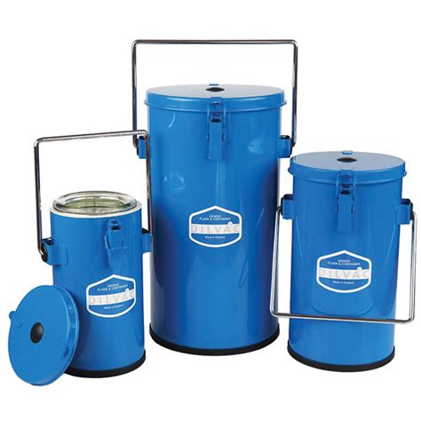 Dilvac Blue Enameled Steel And Glass Dewar Flask With Handle Lid And Lid Clamps 2l From Cole Parmer