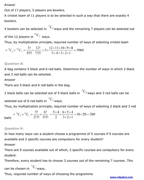 Class 11th Math Permutations And Combinations Ncert Solution Cbse 2023