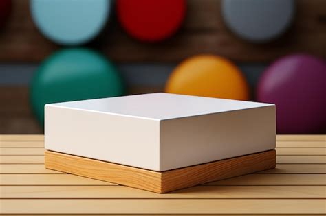 Premium Ai Image A White Square Object On A Wooden Surface