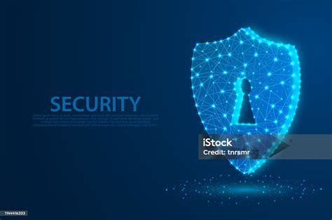 파란색 배경 다각형 벡터 그림 Eps 파일로 구성 된 열쇠 구멍 아이콘 기술 보안 아이콘 웹사이트 와이어프레임에 대한 스톡 벡터