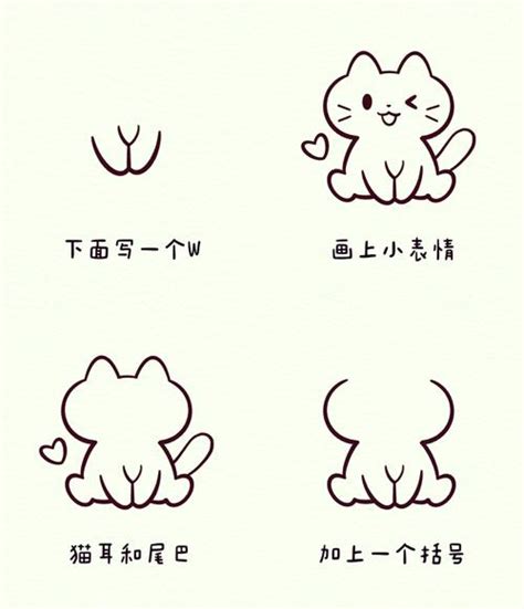 漂亮的小猫咪简笔画步骤视频（汇总19张） 简笔画图片大全