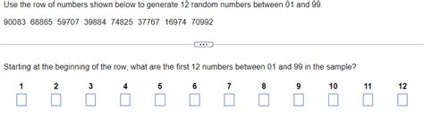 Solved Use The Row Of Numbers Shown Below To Generate 12