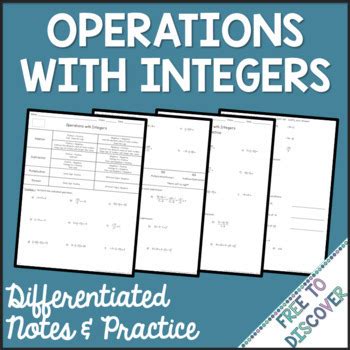 Integer Operations Notes And Practice By Free To Discover TpT
