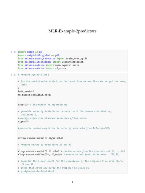 Mlr Example 2predictors Pdf Coefficient Of Determination Mean