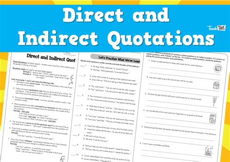 Direct And Indirect Quotations Teacher Resources And Classroom Games Teach This