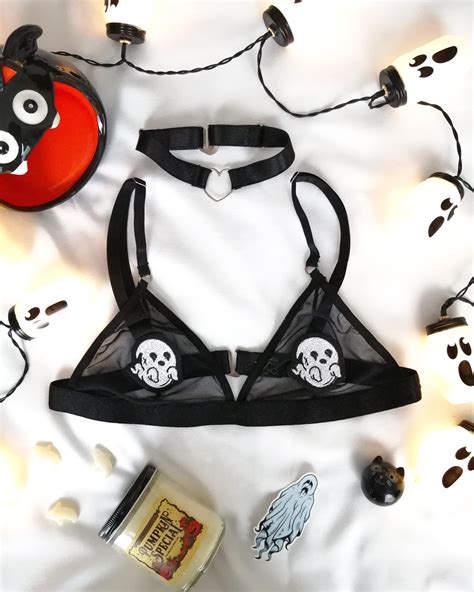Ghost Bralette Phantom Halloween Lingerie Underwear Sexy Spooky Goth