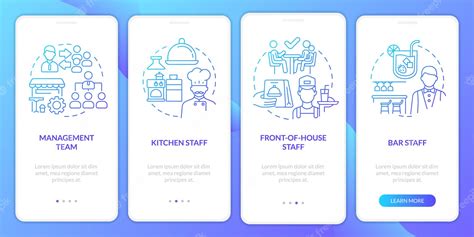 Premium Vector Key Positions In Restaurant Blue Gradient Onboarding