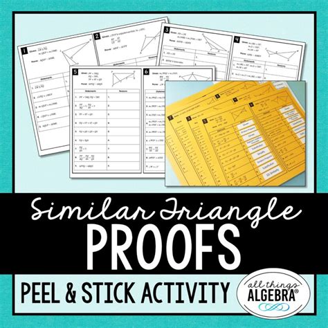 Similar Triangle Proofs Peel And Stick Activity All Things Algebra®