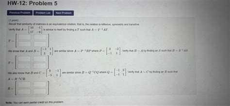 Solved HW 12 Problem 5 Previous Problem Problem List Next Chegg Com