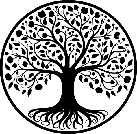 Tree Black And White Vector Illustration 34101973 Vector Art At Vecteezy