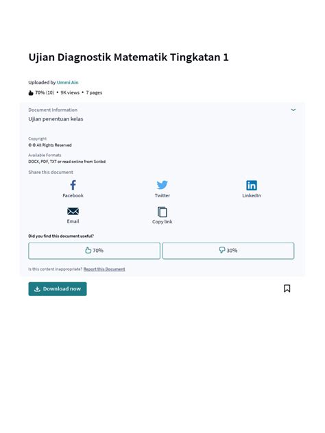 Ujian Diagnostik Matematik Tingkatan 1 Pdf Pdf Scribd Software