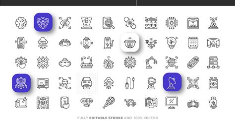 Technology Line Icons Set Collection Icons Ft Technology And Set