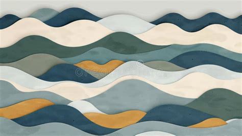 Abstract Wave Patterns In Soothing Colors Create A Serene Visual Effect Stock Illustration
