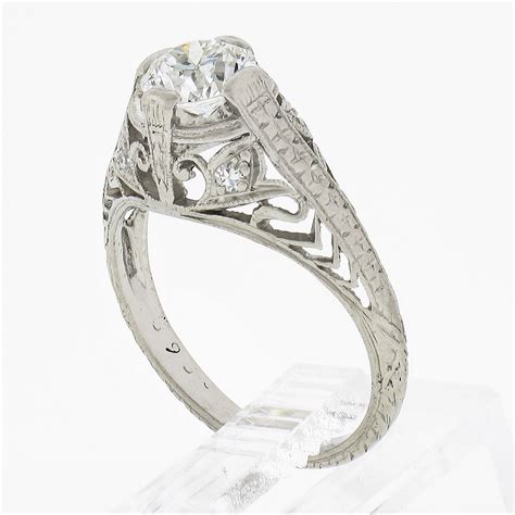 Antique Edwardian Platinum European Diamond Solitaire Filigree