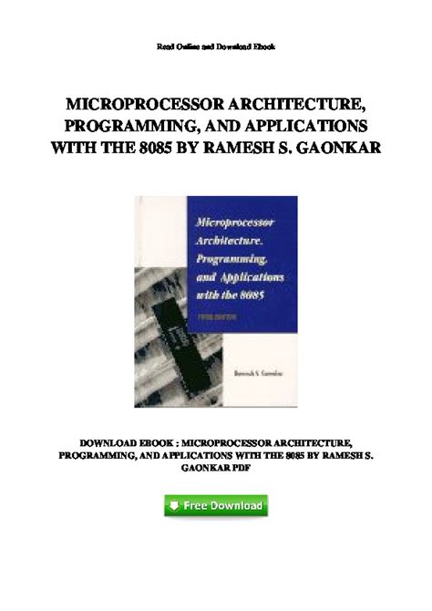 Microprocessor Architecture Programming And Applications With The By Ramesh S Gaonkar